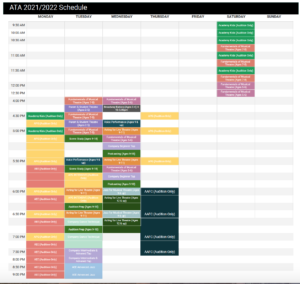 ATA Schedule | Academy of Theatre Arts